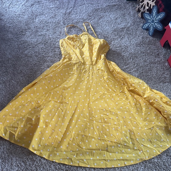 VENUS | Dresses | Venus Yellow Polka Dot Midi Dress | Poshmark